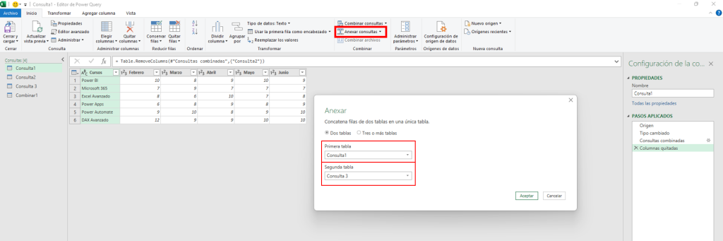 Cómo Combinar y Anexar Consultas en Power Query | Aglaia